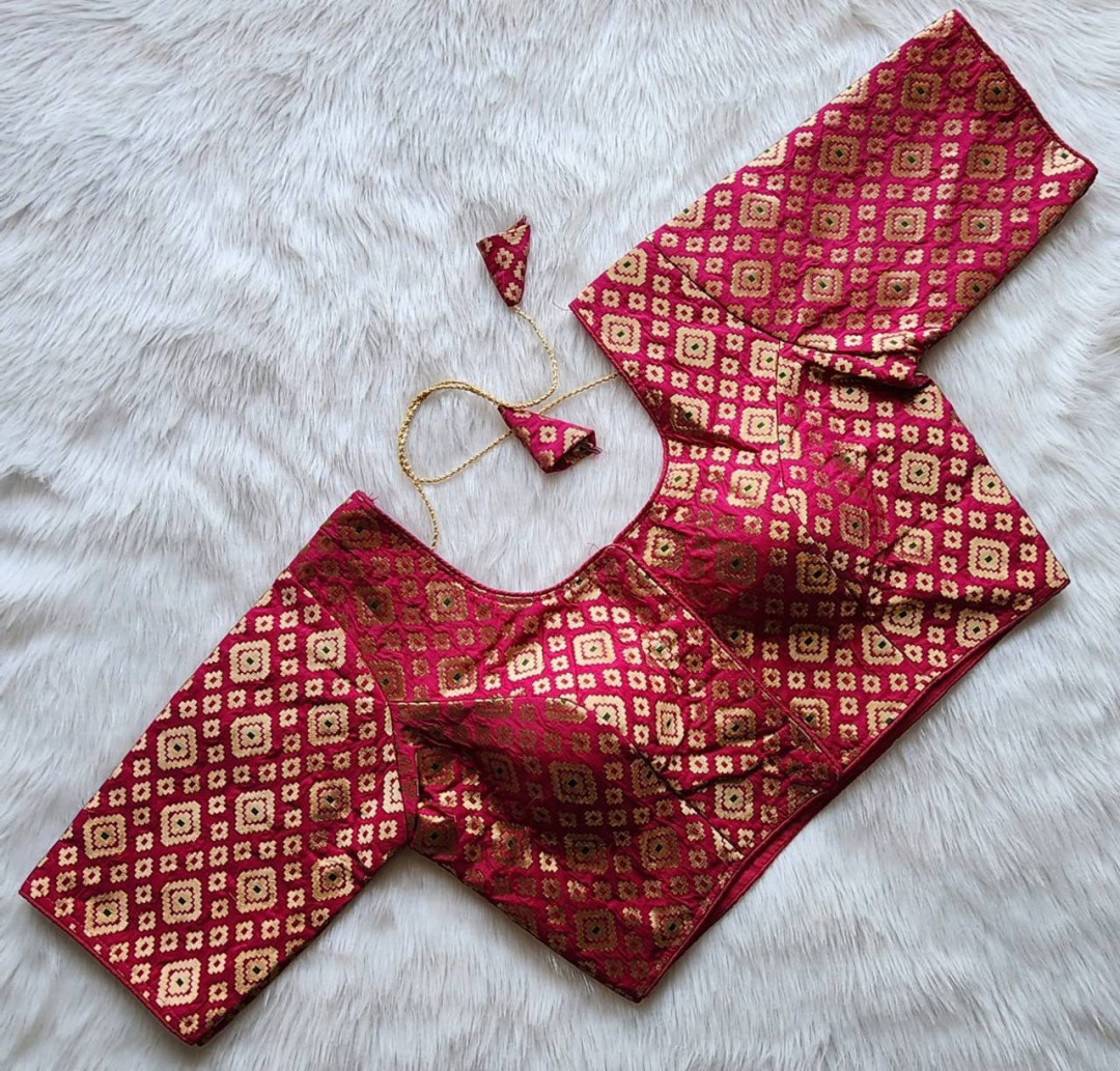 Heavy banarasi silk with fusing pasting work rani pink color blouse