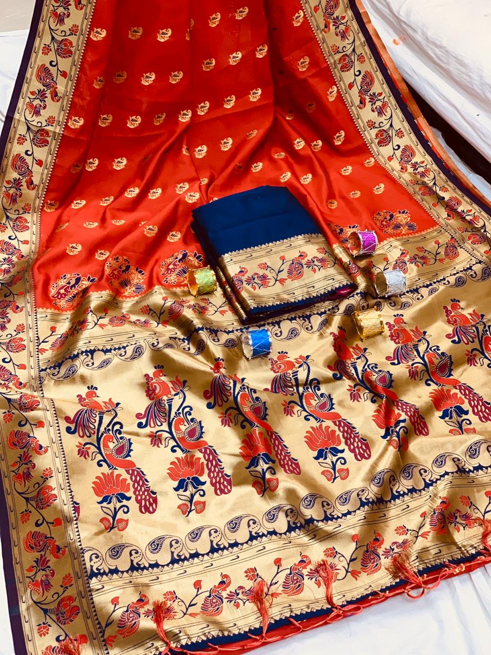 Paithani silk saree with zari woven work