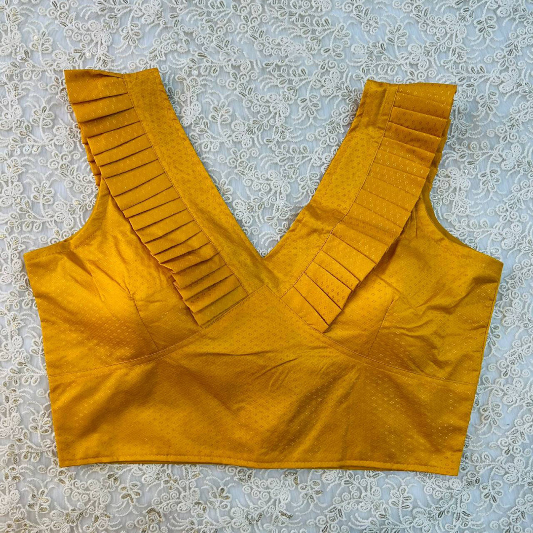 Bollywood stylish V pattern yellow color blouse